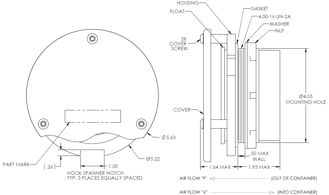 TA797 Ultra High Flow Two-Way Relief Valve - AGM Container Controls